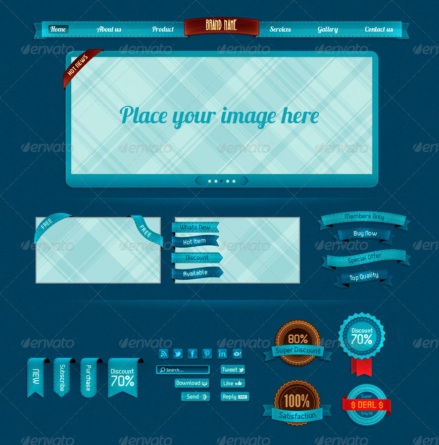 Retro Web Element, Web Elements | GraphicRiver